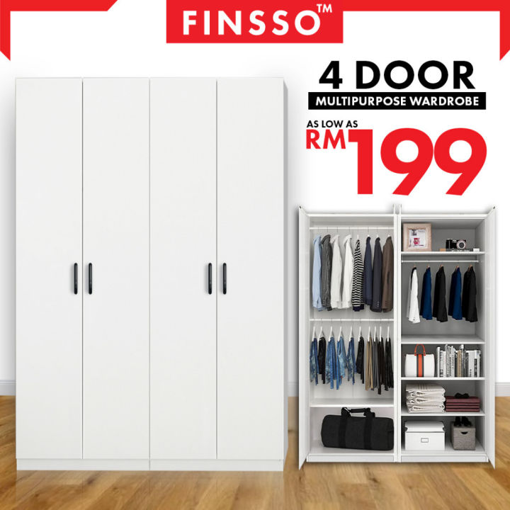 FINSSO 4 door wooden wardrobe/2door multifunctional wardrobe WITH 2 ...