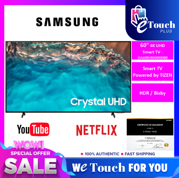 SAMSUNG 60'' inch 4K Dynamic Crystal UHD TV [ UA60BU8000KXXM ] / Air Slim / Smart TV Hub ...