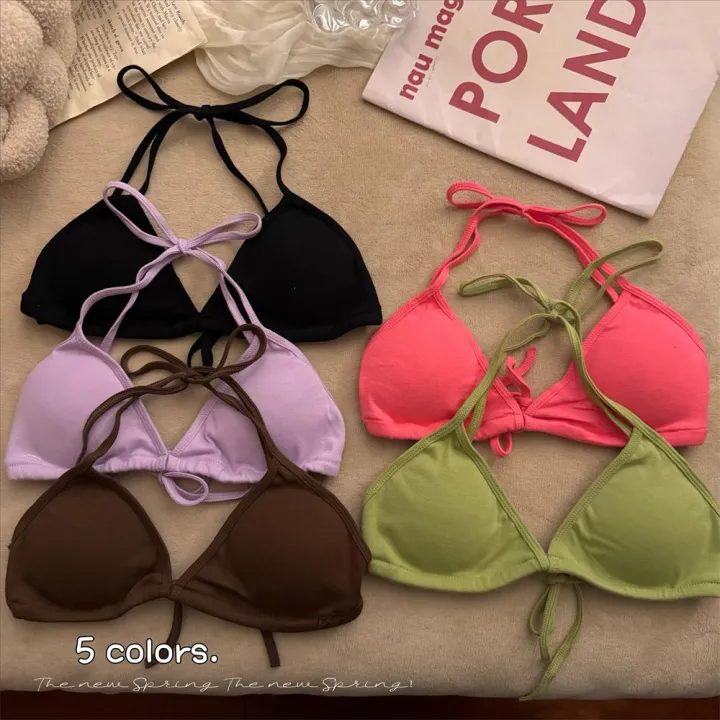 Bra Hot Girl Beautiful Backless Triangle Cup Hanging Neck Bras Swimsuit ...