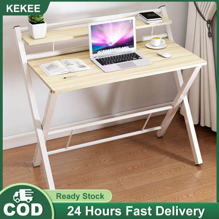 KEKEE/ Folding Double Layer Office Desk 2 Layer Multiple Use Adjustable ...