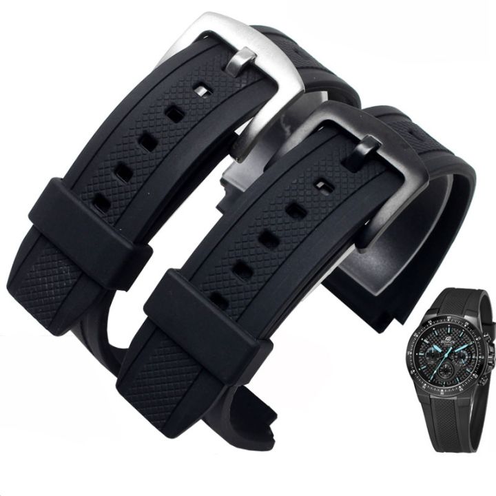 Black Silicone Rubber Sports Watch Strap Casio Edifice EF-552 Watchbands EF-552D-1A Men 39;s ...