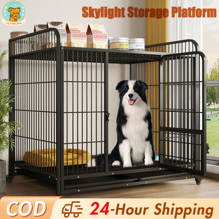 Large Dog Cage Skylight Oversized Storage Rack With Wheels And Poop ...