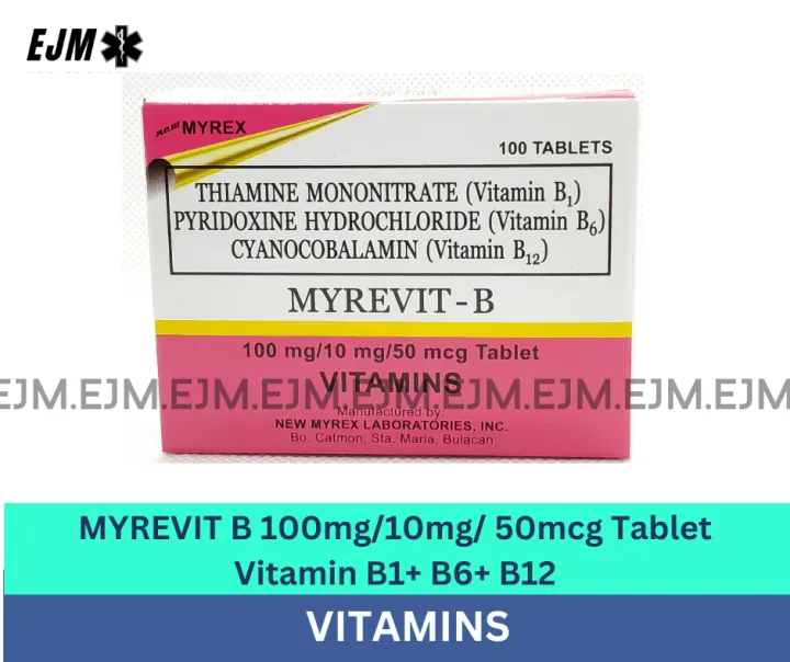 Myrevit B Vitamin B ComplexB1+B6+B12 - 100 tablets | Lazada PH