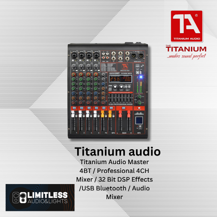 Titanium Audio Master 4BT / Professional 4CH Mixer / 32 Bit DSP Effects ...