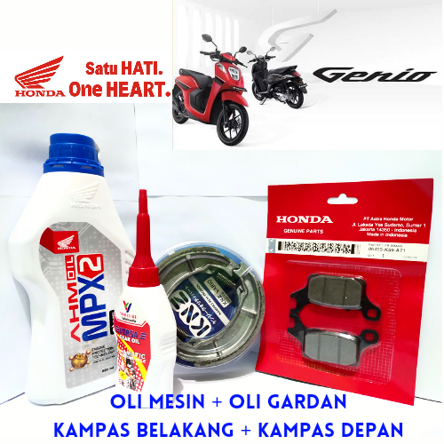 PAKET SERVIS HONDA GENIO VARIO 150 MPX 2 & OLI GARDAN & KAMPAS REM ...