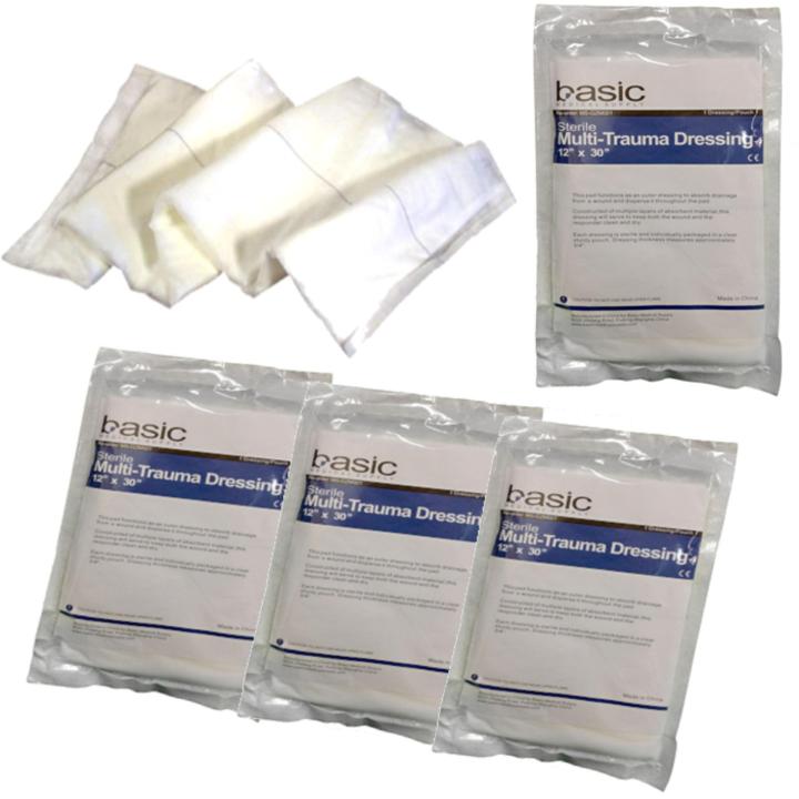 Quad Pack (4 pcs) Basic Sterile Multi Trauma Dressing LARGE 12″ x 30 ...