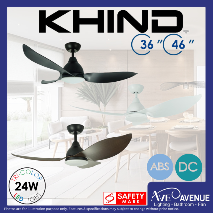 KHIND 36 inch / 46 Inch DC Motor Ceiling Fan with 3 Tone LED Light Kit ...