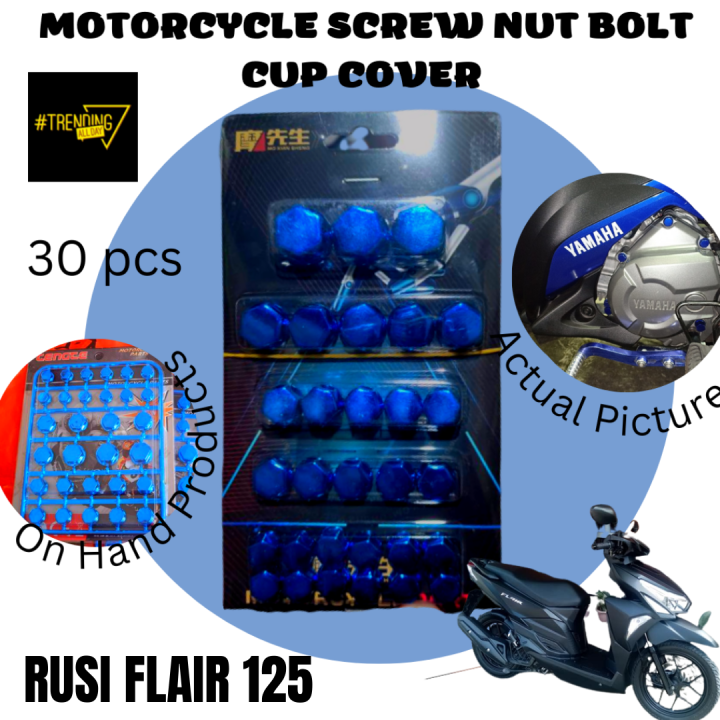 MOTORCYCLE BOLT CAP BLUE FOR RUSI FLAIR 125 | 30pcs | Blue | High ...