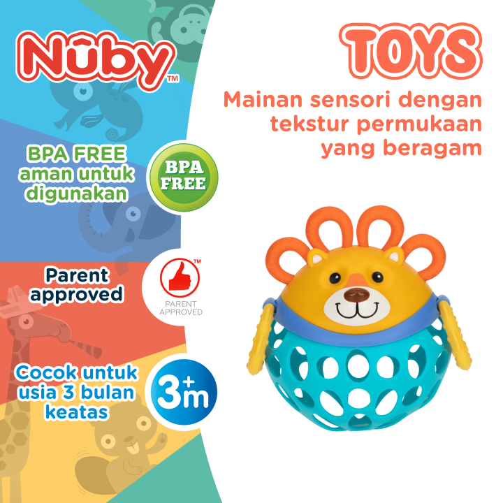 Nuby Baby Silly Shaker Toy (Lion) | Mainan Sensori dengan Tekstur ...