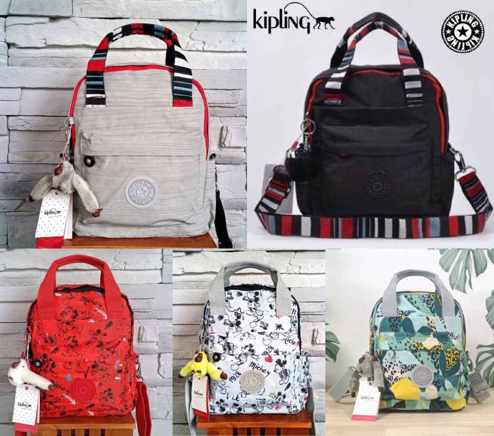 KIPLING 3 WAYS MINI BACKPACK ซับในลายตาราง กระเป๋าสะพาย 3 Ways รุ่นใหม่ วัสดุ Nylon & Polyester ...