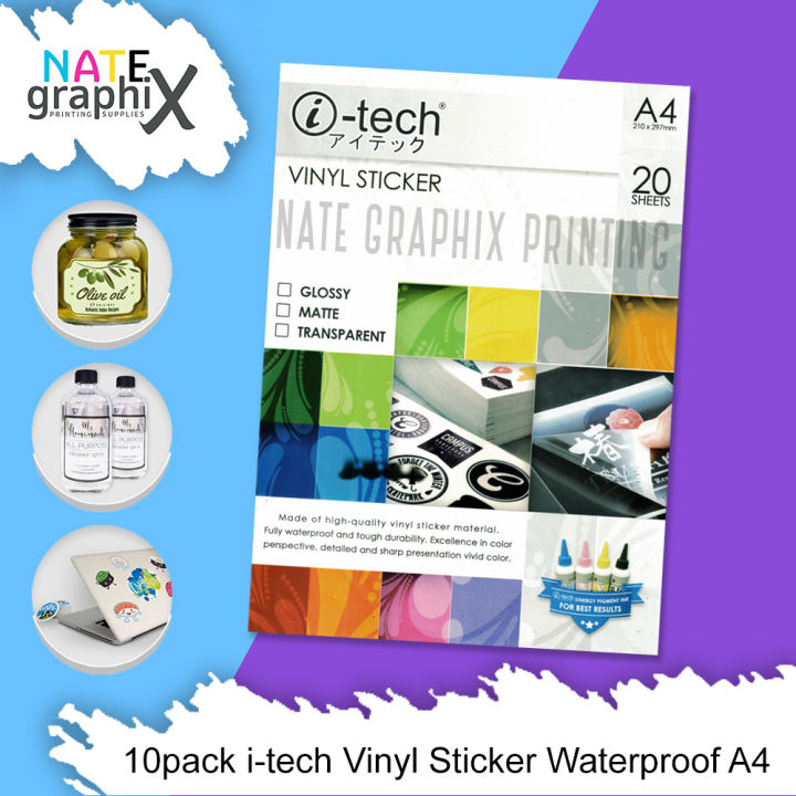 PROMO PACKAGE (10PACK) i-Tech Vinyl Sticker Waterproof A4 | Lazada PH