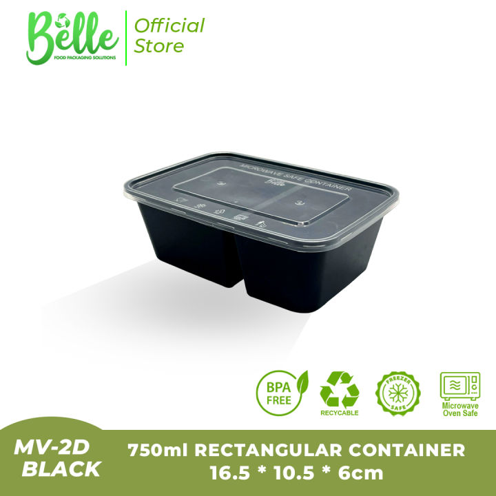Belle Microwavable Container 2DIVISION (Rectangle) (50pcs/pack) | Lazada PH