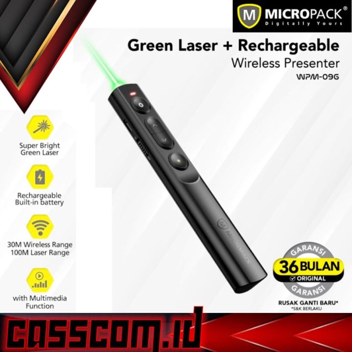 Micropack Green Laser WPM-09G Wireless Presenter - Pointer Rechargeable ...