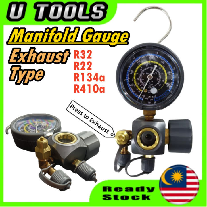 Single Manifold Gauge Exhaust Type R32 R410a R22 R134a Aircond Pressure ...