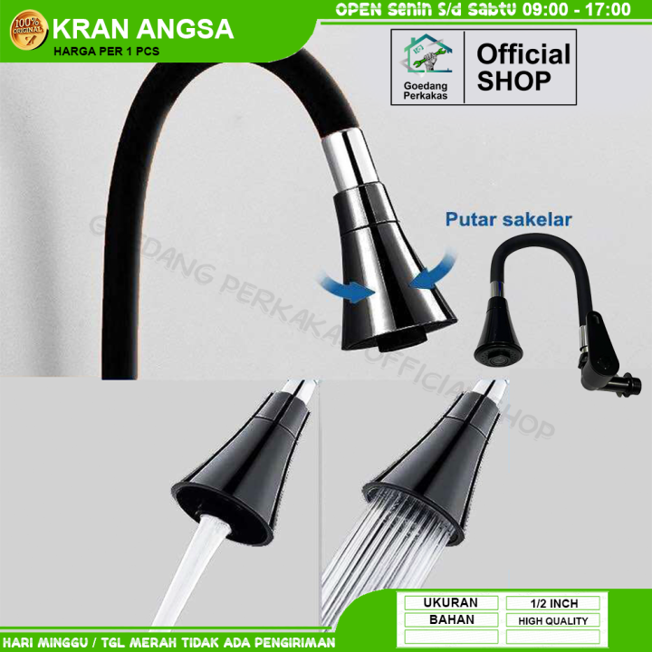Kran Flexible Wastafel Cuci Piring 1/2 Inch Hitam / Kran Angsa Bcp ...