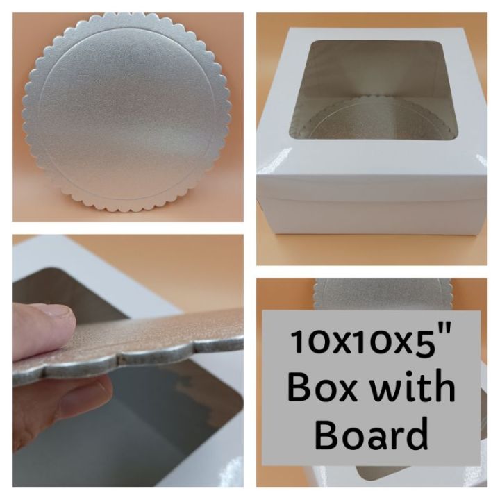 10x10x5 Cake Box With Scalloped Board ( 3mm thick ) 5 sets | Lazada PH
