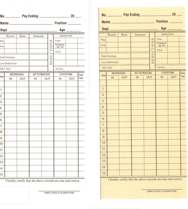 Time Card, Monthly Time Clock Card for Employee Payroll Recorder for ...