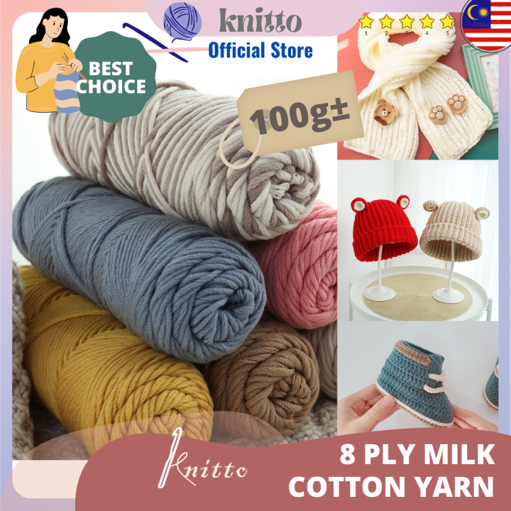 8 ply Cotton Yarn For Crochet Knitting Yarn Benang Kait 8 ply Milk ...