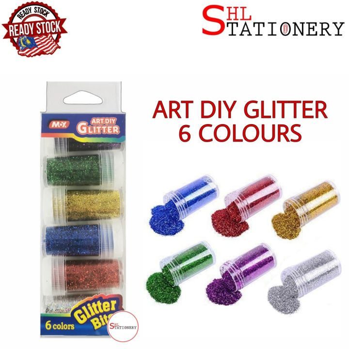 Kids Creative Art DIY Glitter Powder 6 Colours x 15g Non Toxic Glitter ...