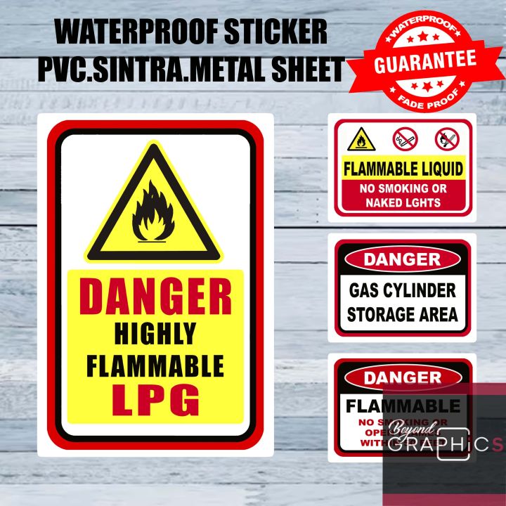 BG Safety Signage : Flammable Gas / LPG / Sign waterproof Sticker ...