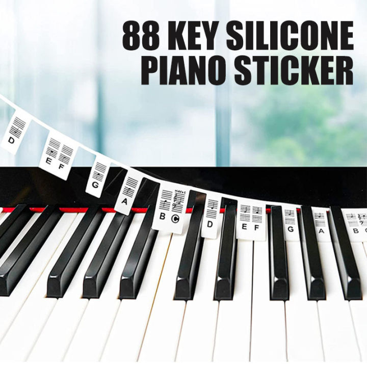 88-Key Detachable Silicone Piano Keyboard Note Labels Piano Note Guide ...