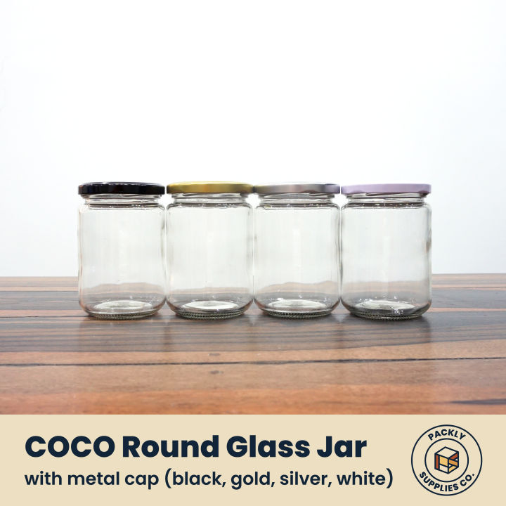 COCO Round Glass Jar with Cap 25ml 50ml 100ml 150ml 200ml 240ml 350ml ...