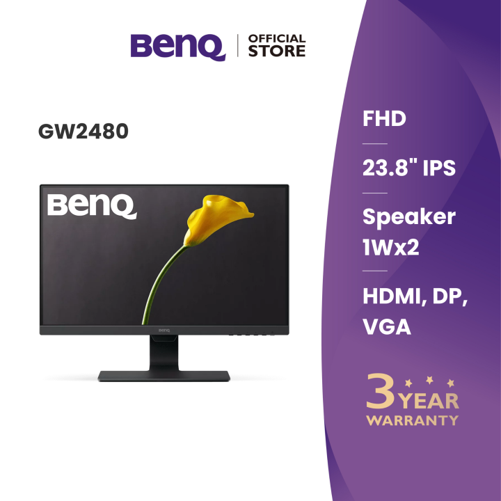 BenQ GW2480 23.8" 1920x1080 60Hz FHD IPS Low Blue Light Eye Care Office ...