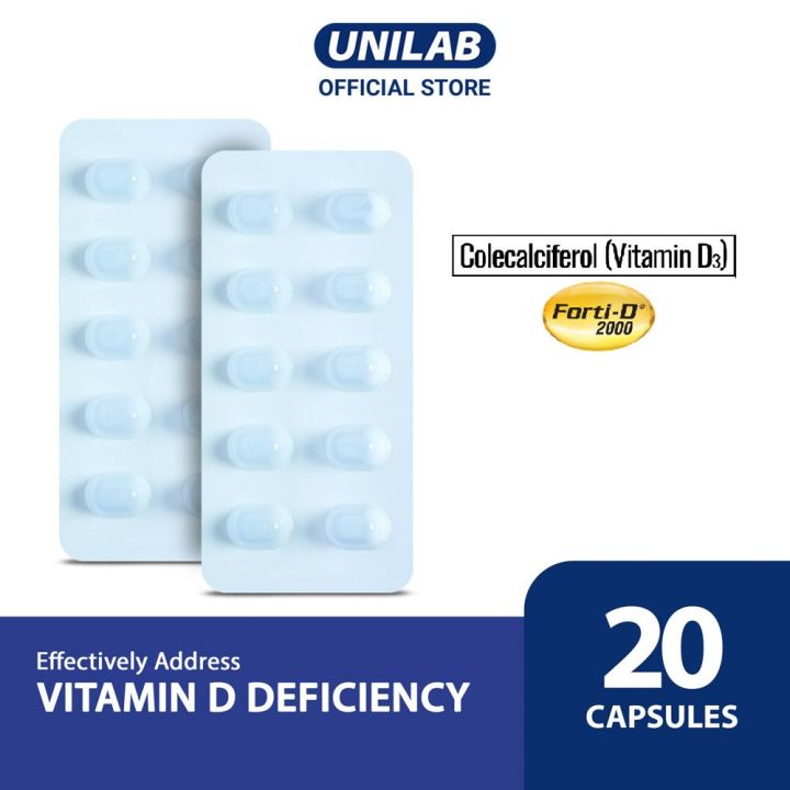 Unilab Forti-D 2000IU 20 Capsules - For Treatment of Vitamin D ...