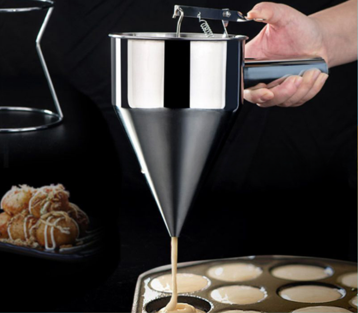Stainless Steel Pancake Cake Batter Dispenser Piston Funnel, Cream ...