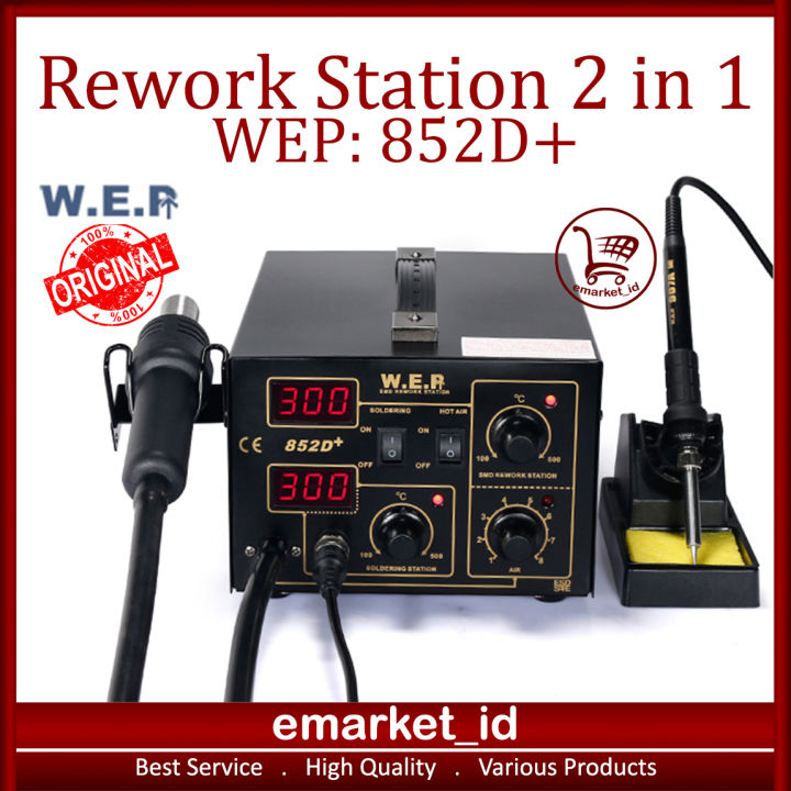 Solder dan Blower Station 2 in 1 WEP 852D+ ORIGINAL / Rework Soldering ...