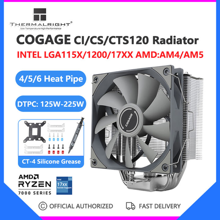 Thermalright COGAGE CS120 CI120 CTS120 CPU Cooler 120mm PWM Cooling Fan 4/5/6 Heat Pipe Radiator ...