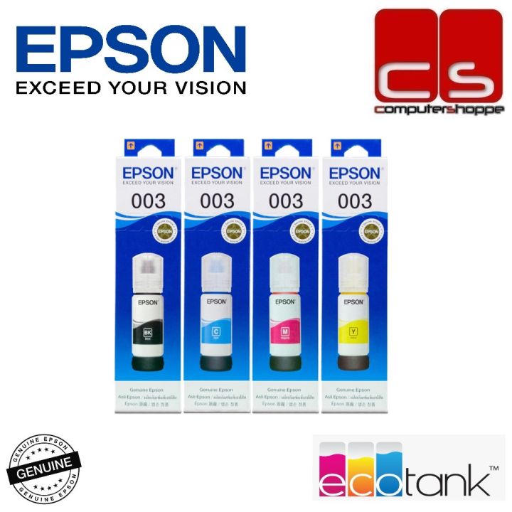 Epson 003 Genuine Ink Bottle - Black/Cyan/Magenta/Yellow | Lazada