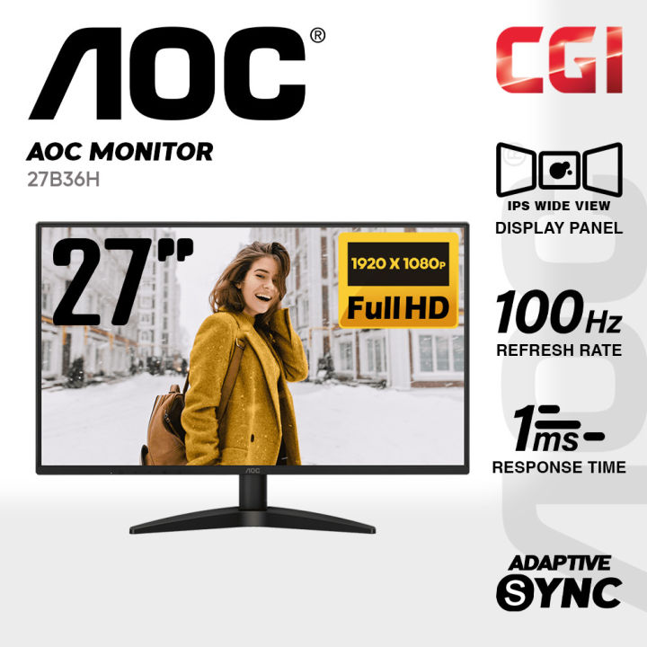 AOC 27" 27B36H IPS FHD Adaptive Sync 100Hz 1ms 3-sided Frameless Monitor | Lazada