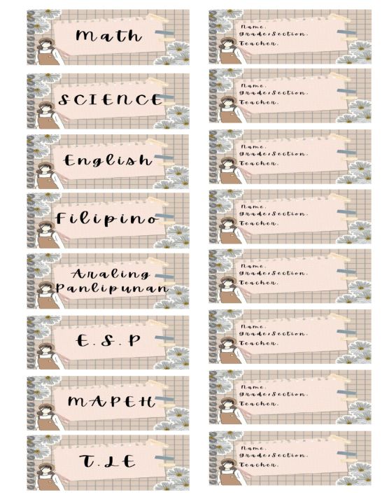 aesthetic subject & name label sticker set | Lazada PH
