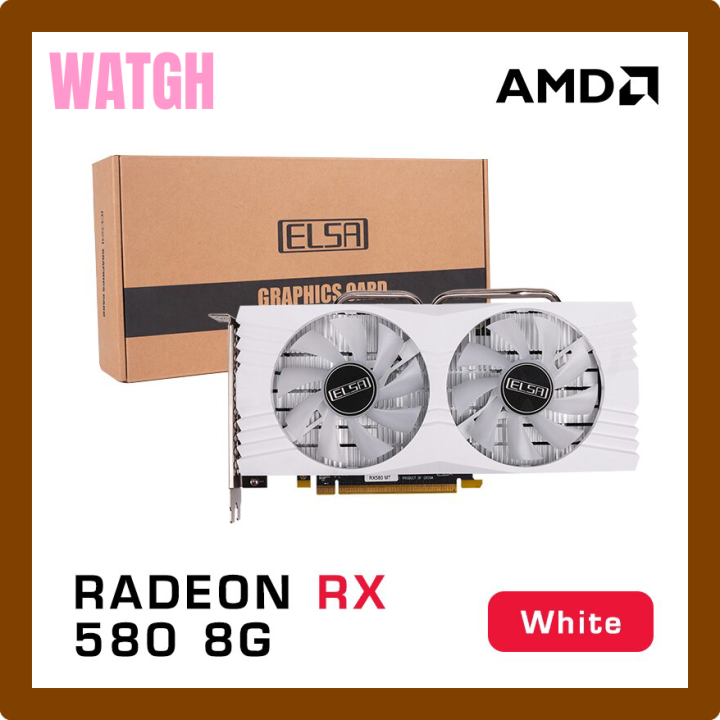 WATGH ELSA White Radeon RX 580 8GB GDDR5 256bit GPU Desk Computer ...