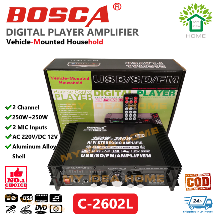 BOSCA DIGITAL PLAYER AMPLIFIER 4 CHANNEL HEAVY BASS OUTPUT USB/SD FM ...