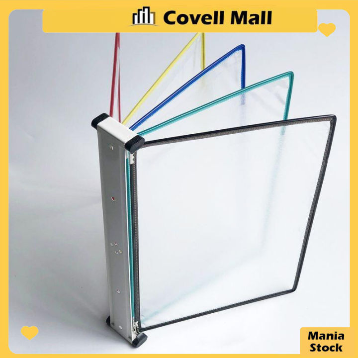 5 Pages Wall-Mounted Flip-Leaf Information Rack A4 Loose-Leaf Folder ...