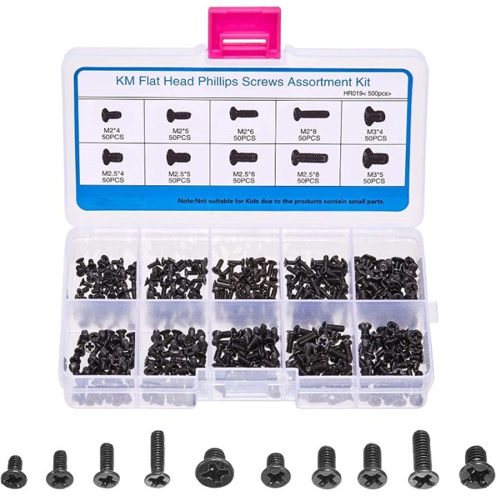 500pcs Laptop Computer Screws Kit M2 M2.5 M3 Cross Grooved Flat Head ...