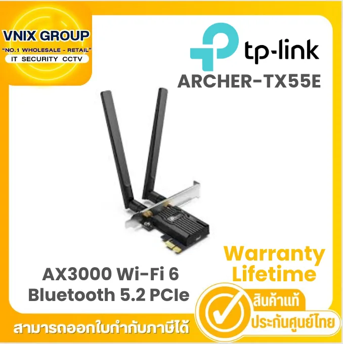 Tp link ARCHER-TX55E AX3000 Wi-Fi 6 Bluetooth 5.2 PCIe Adapter Warranty ...