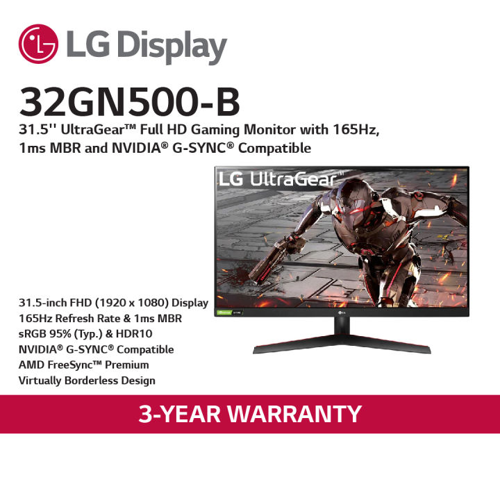 LG 32GN500-B UltraGear Monitor / 31.5 inch / 1920 x 1080 Resolution ...