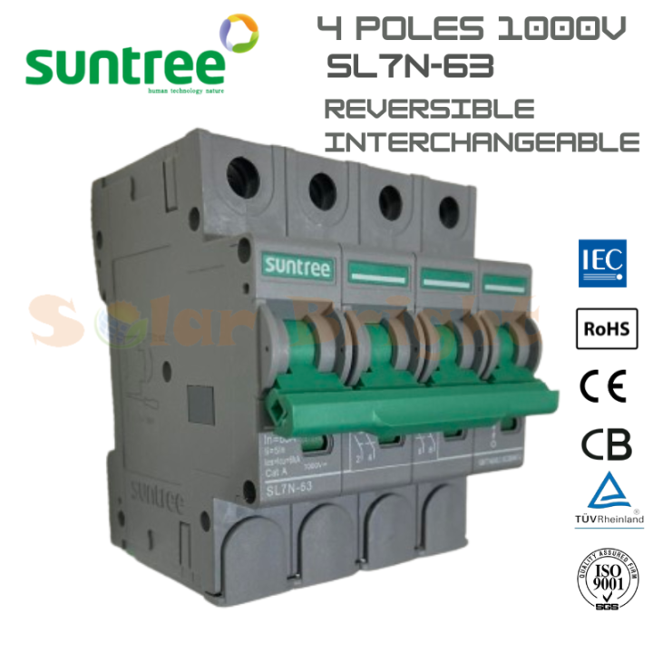 SUNTREE Solar PV Power DC Miniature Circuit Breaker 1000VDC 4 Poles 6A10A 16A 20A 25A 32A 40A ...