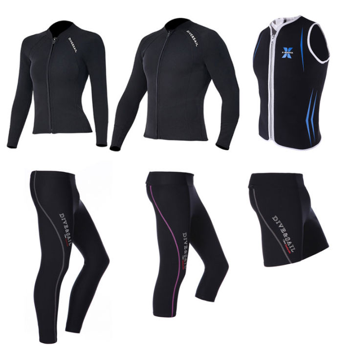 Dive & Sail Wetsuit Tops Or Bottoms 1.5Mm 2Mm 3Mm Neoprene Wetsuits Jacket Pants Shorts Capris ...