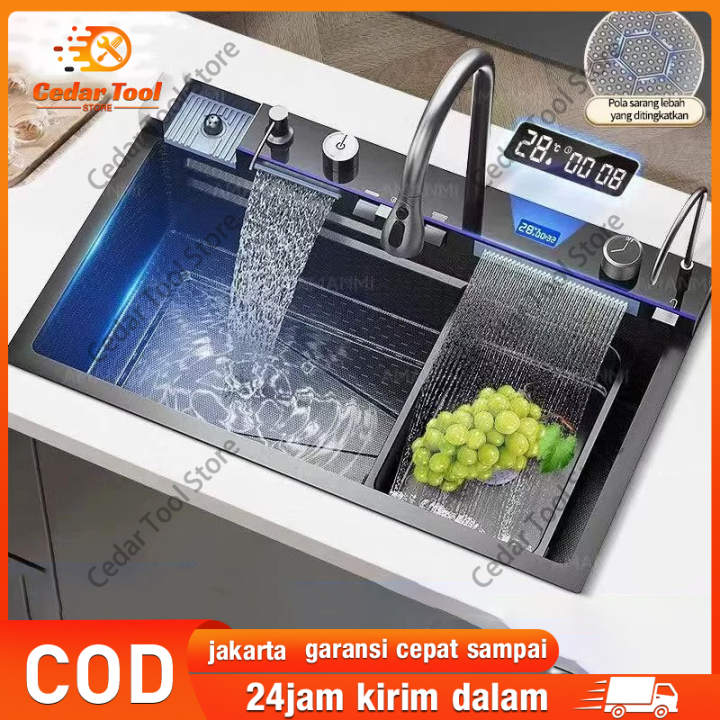 SUS 304 Set Lengkap Kitchen Sink Wastafel Stainless Steel Bak Cuci ...