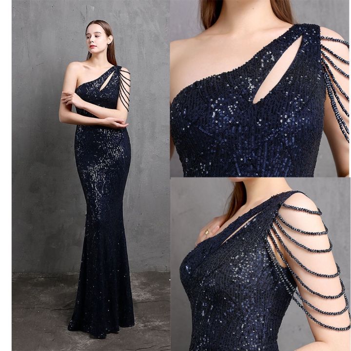 Pang DuDu Elegant Dress For Night Party Long Sequin tassel Evening ...
