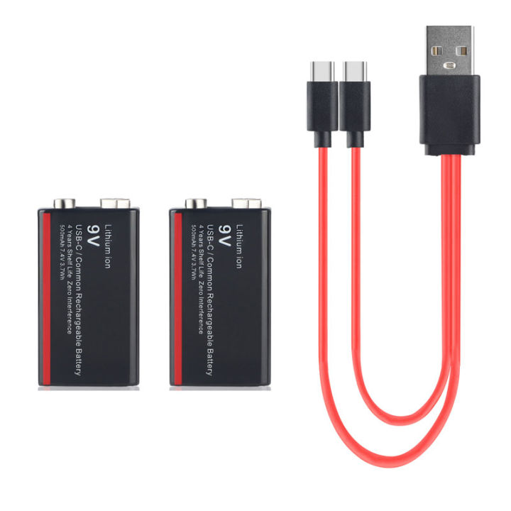 Soshine 9V Lithium ion USB Battery - 6F22 500mAh Rechargeable Li-ion ...