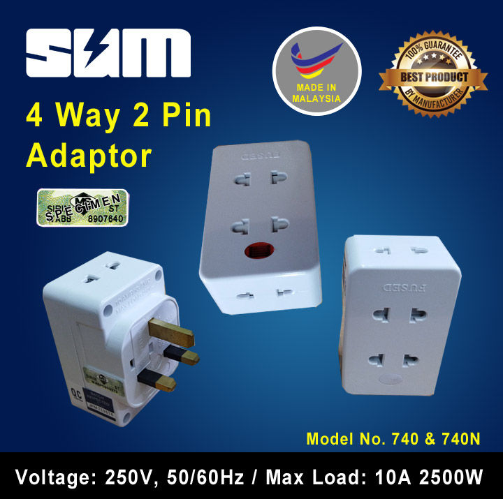 SUM 4 Way 2 Pin Adaptor with and without Neon Light | Lazada Singapore