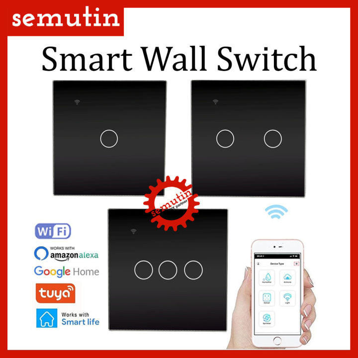 Smart Wall Switch Hitam WIFI / Saklar Dinding Sentuh / IoT Touch ...