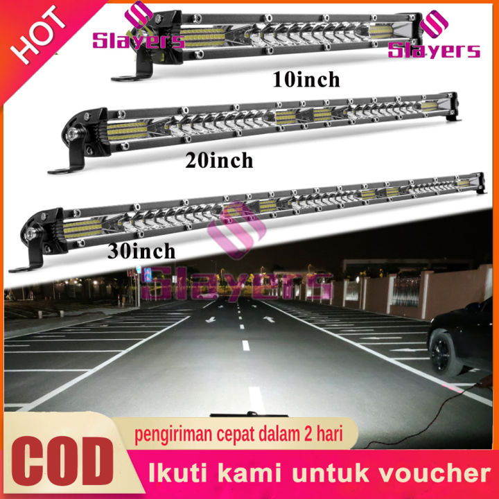 10 20 30 inch Lampu LED Bar Lampu Sorot Banjir 12-24V Lampu Kabut Kerja ...