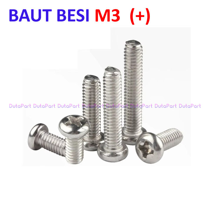 BAUT BESI PLUS UKURAN M3 DRAT HALUS BAUT JP BERBAGAI UKURAN | Lazada ...