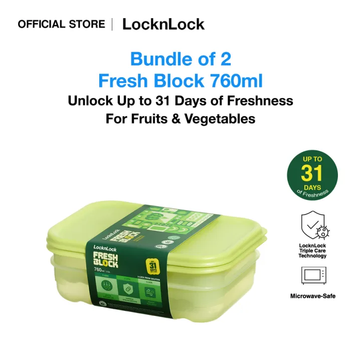 LocknLock Set of 2 Fresh Block 760ml | Food Keeper for Fruits ...